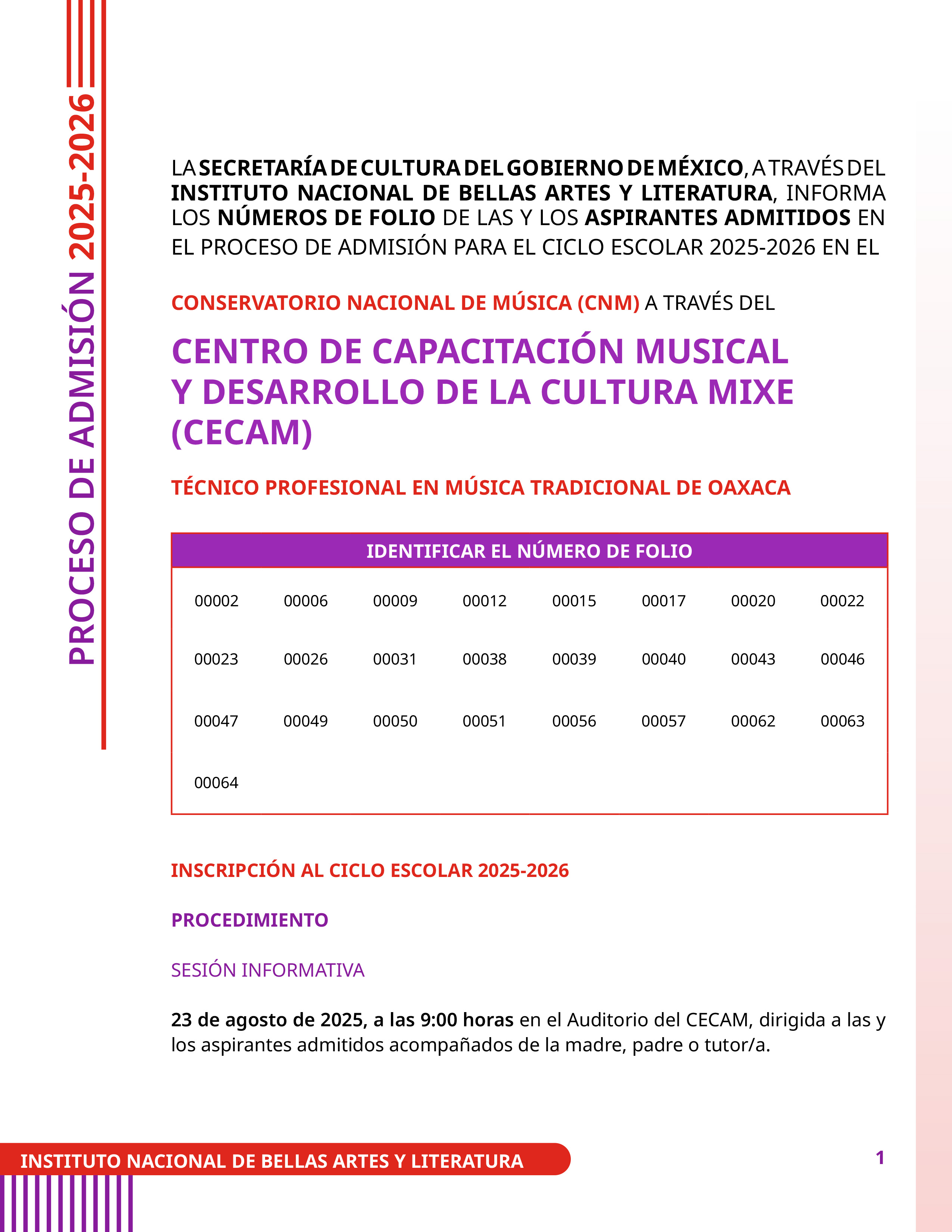 Resultados Admisión CECAM 2025